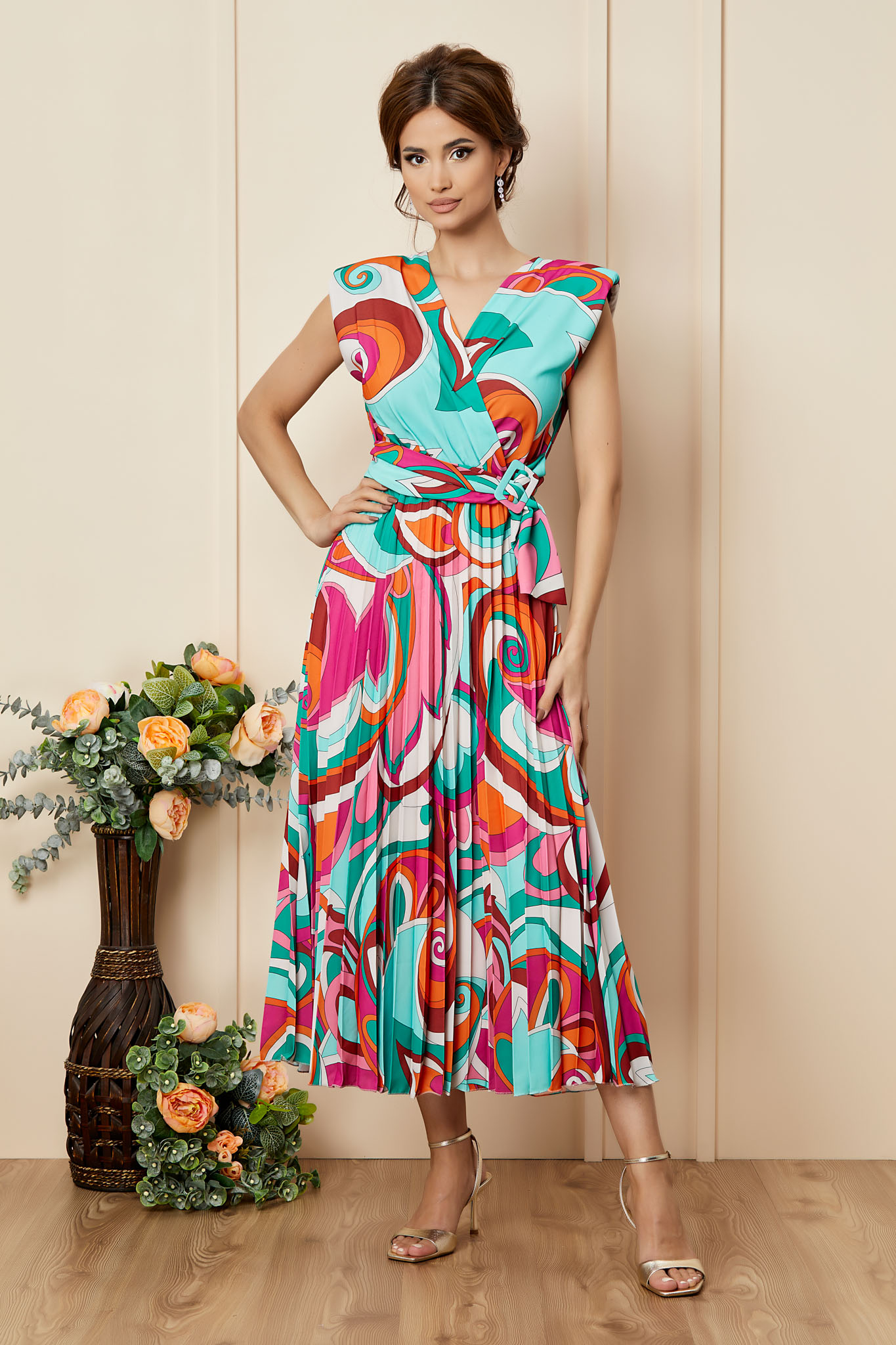 Rochie Carmen Roz Multi | Rochii de seara scurte | rochii-ieftine.net