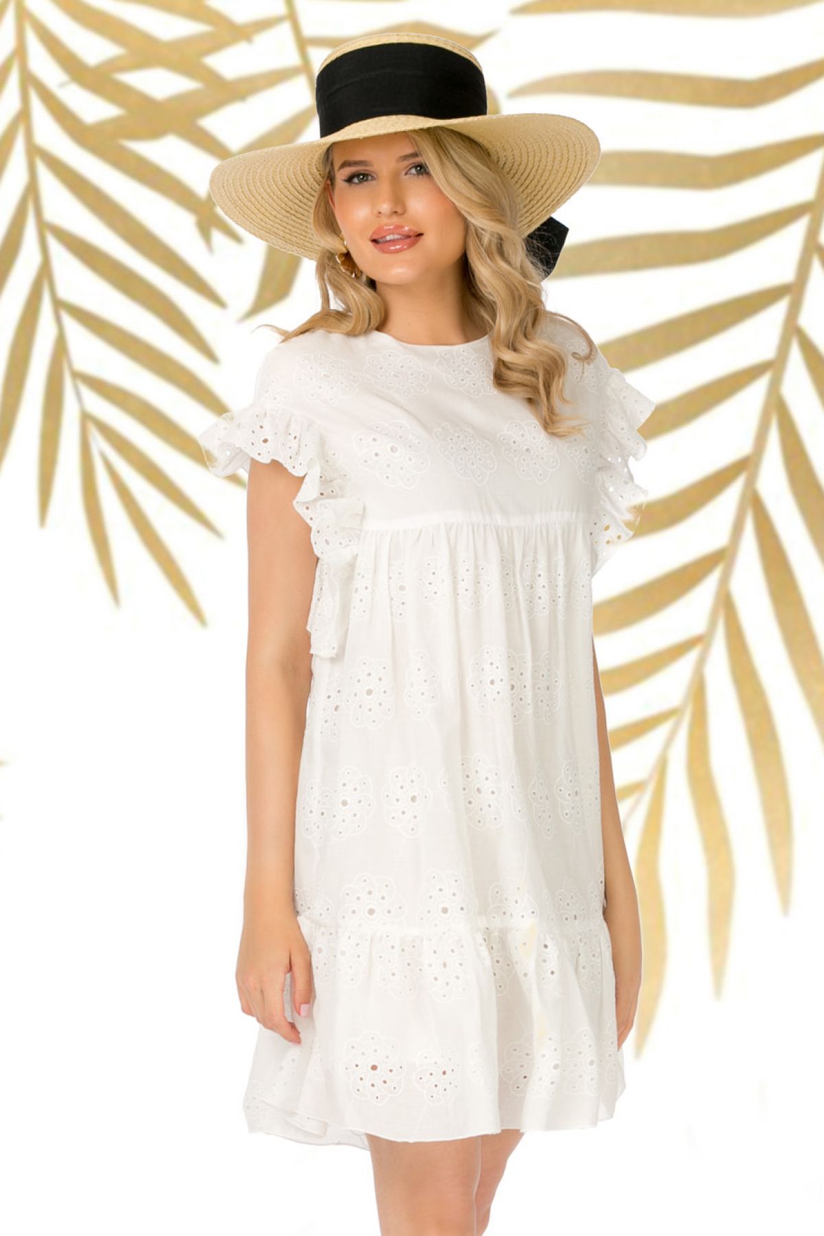 Rochie de vara Pretty Girl cu broderie englezeasca | rochii-ieftine.net