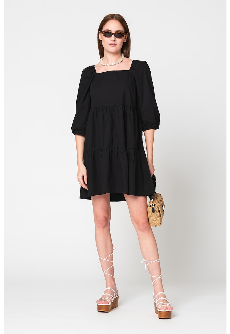 Rochie mini cu decolteu patrat si maneci 3/4 Marylee | rochii-ieftine.net