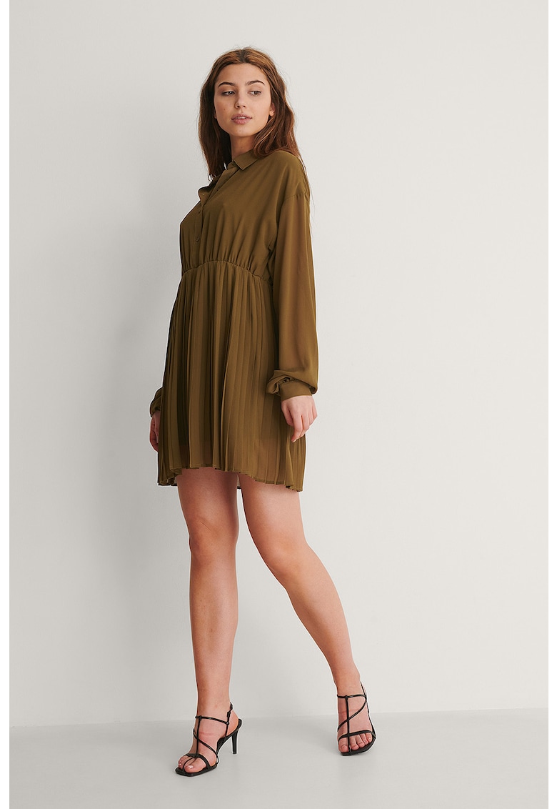 Rochie tip camasa cu terminatie plisata | rochii-ieftine.net